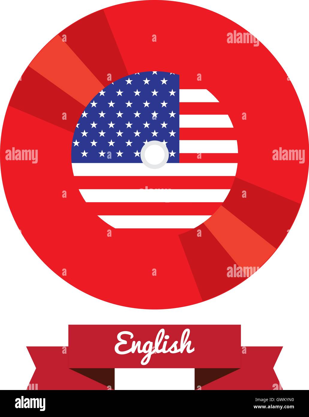 Learn english graphic design, Isolated CD, Vector illustration Stock ...