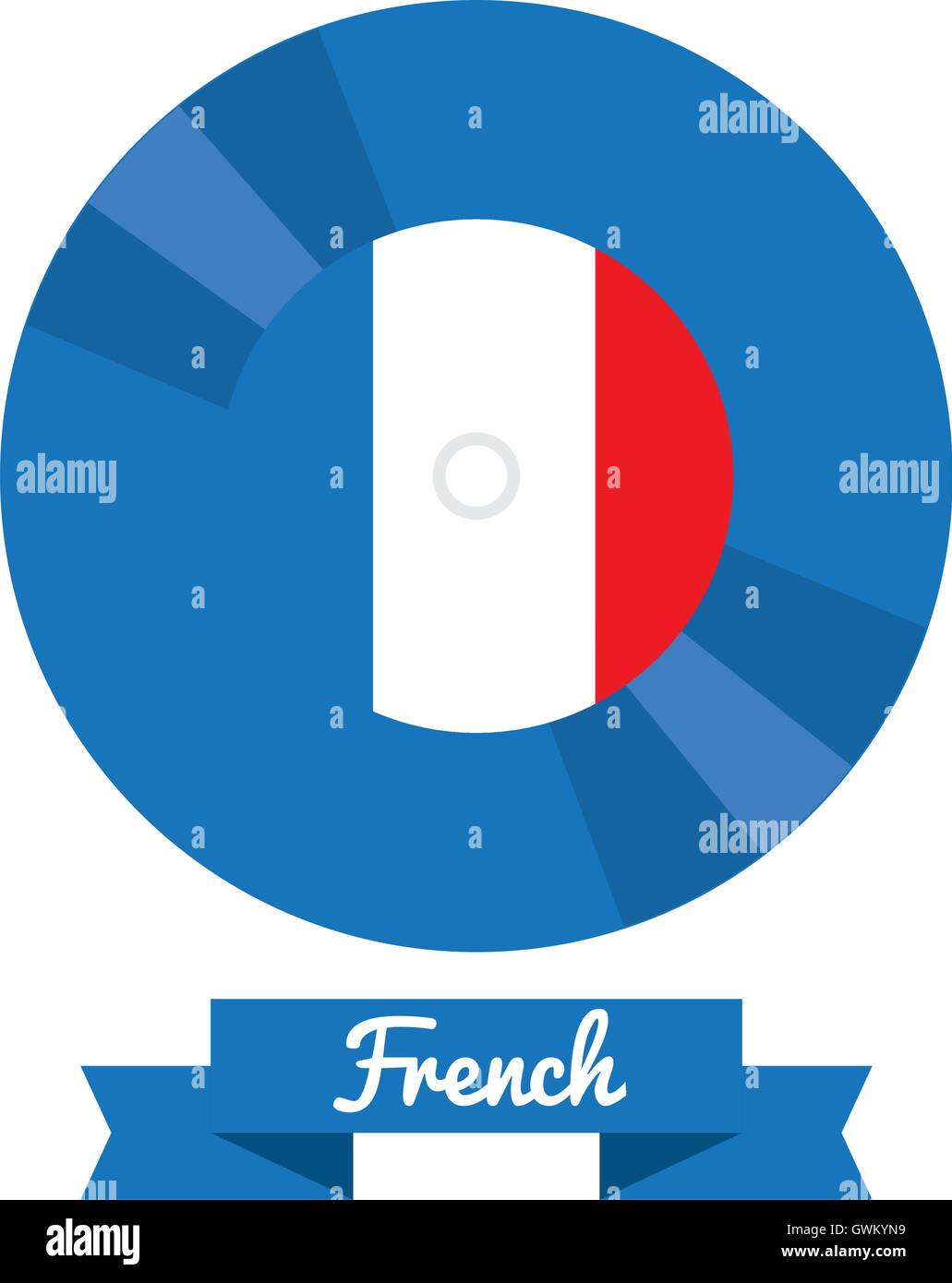 Learn french graphic design, Isolated CD, Vector illustration Stock ...
