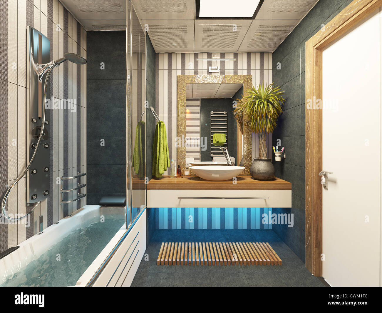 bathroom design 3d rendering Stock Photo - Alamy
