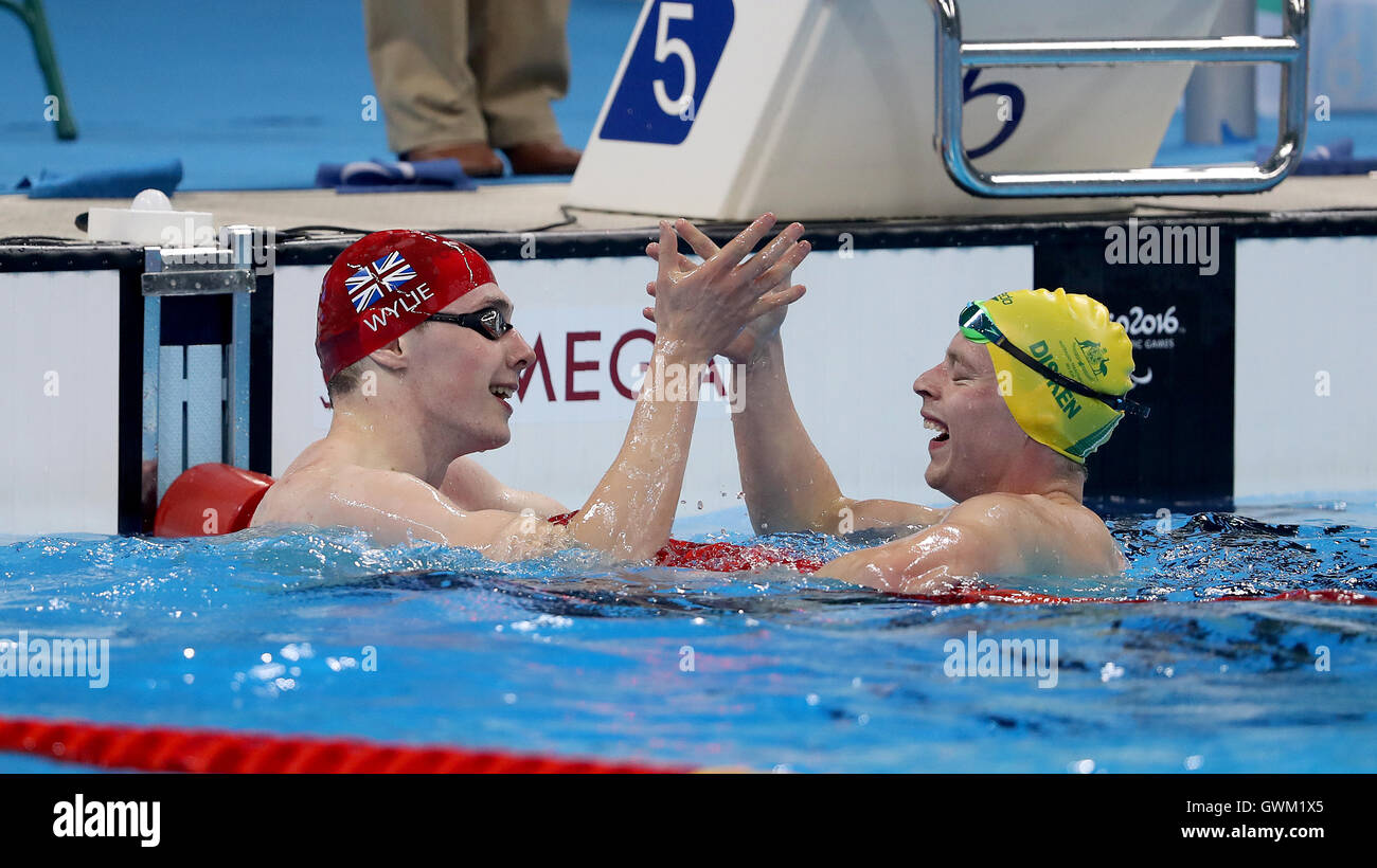 Great Britain's Matthew Wylie celebrates winning the Men's 50m ...