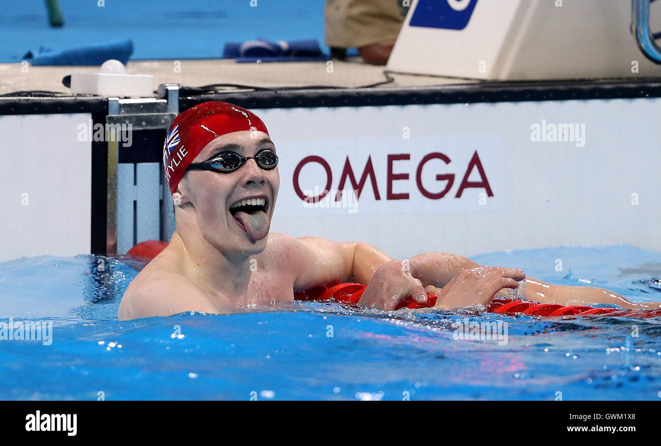 Great Britain's Matthew Wylie celebrates winning the Men's 50m ...