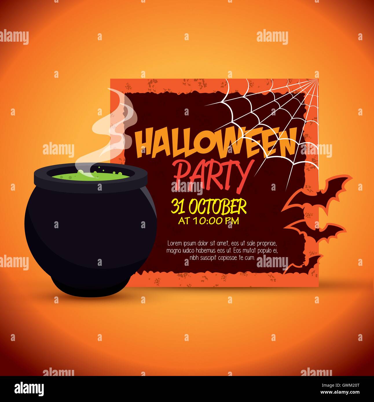 poster halloween party with cauldron design isolated Stock Vector Image ...
