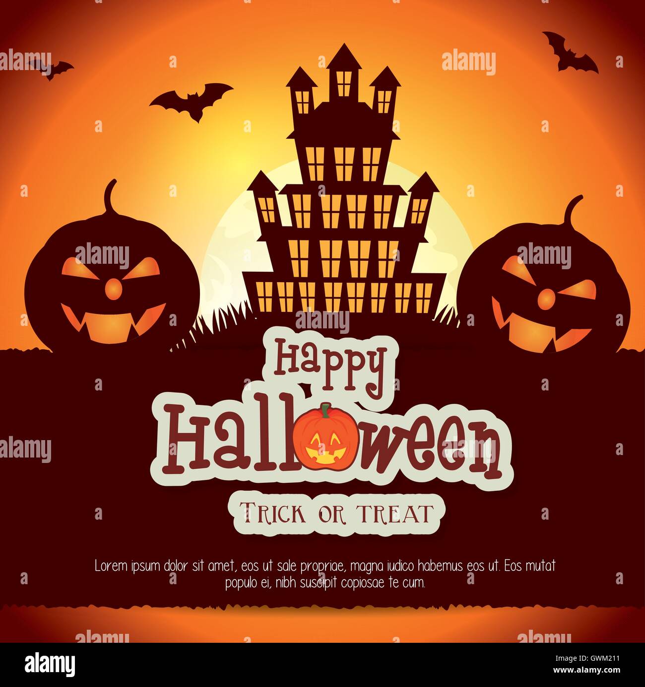 poster halloween party with house scary design isolated Stock Vector ...
