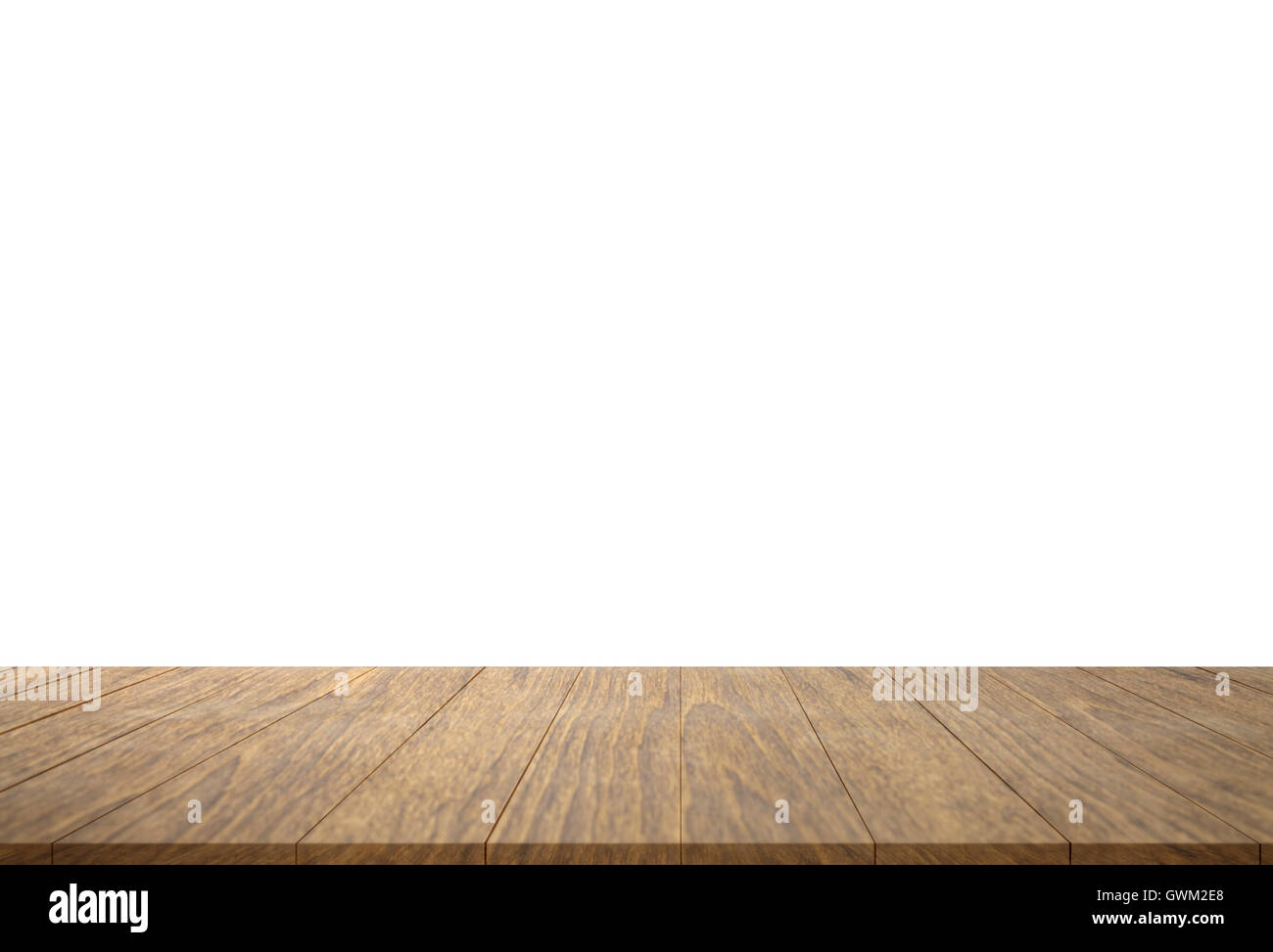 Image of wooden table in front of white background. Empty table and ...