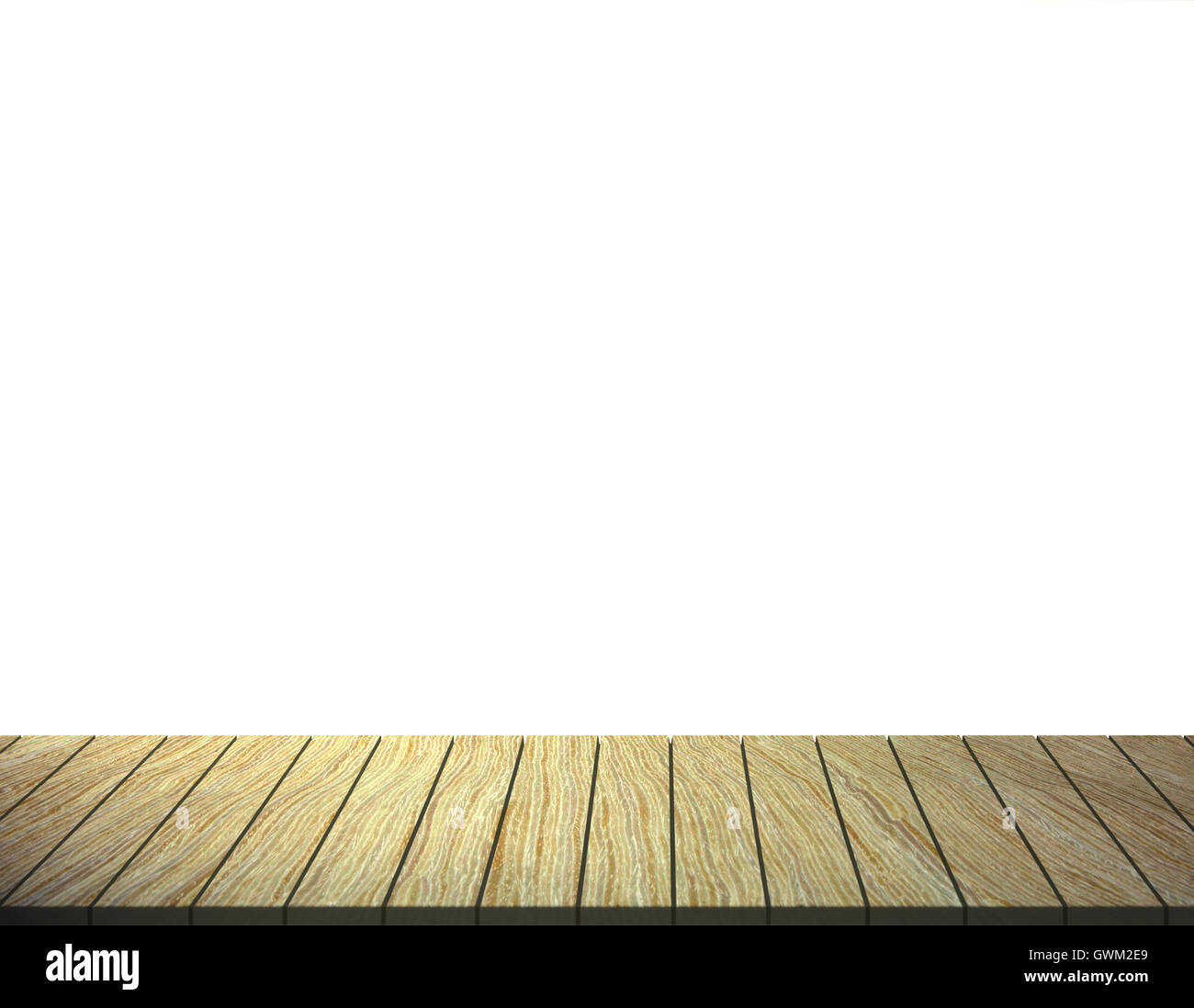 Image of wooden table in front of white background. Empty table and ...