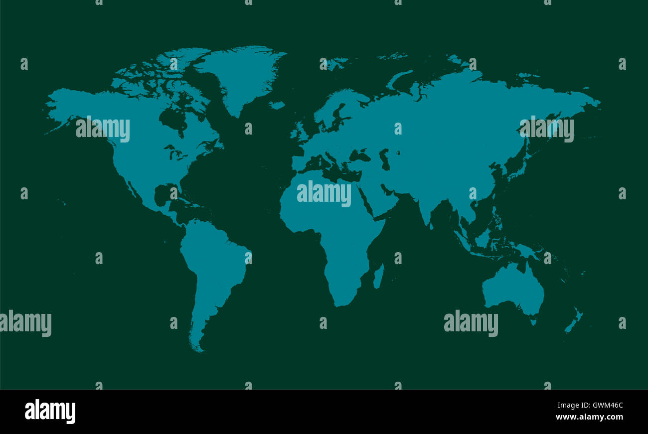 world map vector flat green color Stock Photo - Alamy