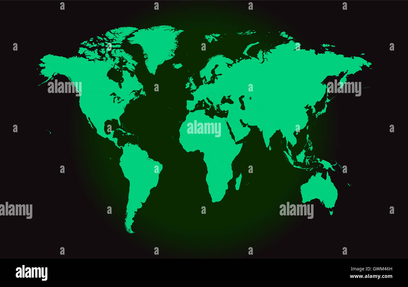World map vector flat green color Stock Photo - Alamy