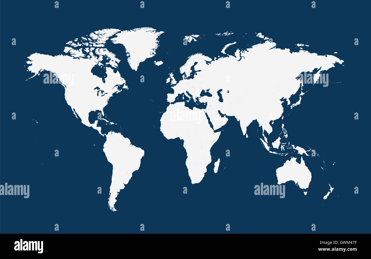 world map vector flat white color Stock Photo - Alamy