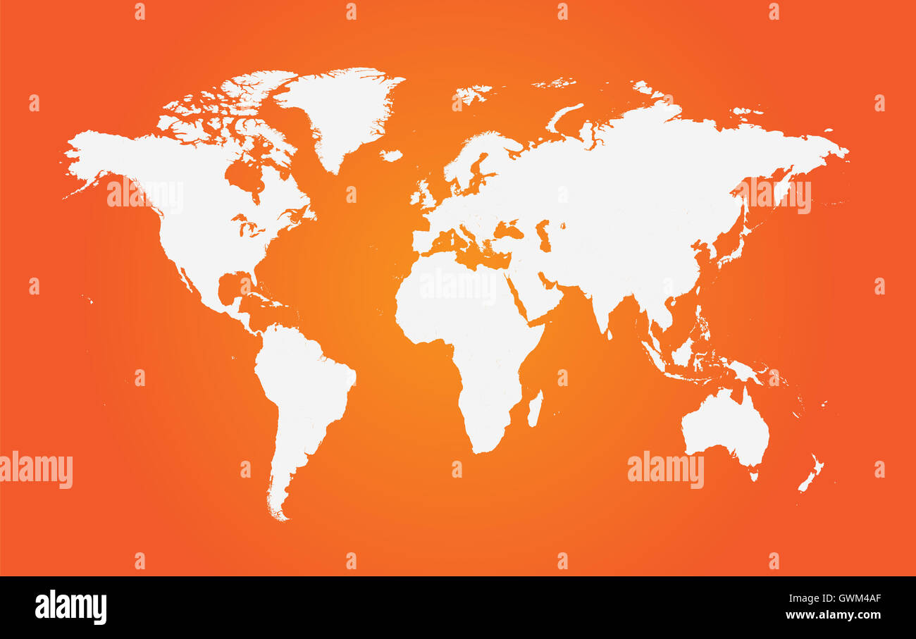 world map orange flat design background Stock Photo - Alamy
