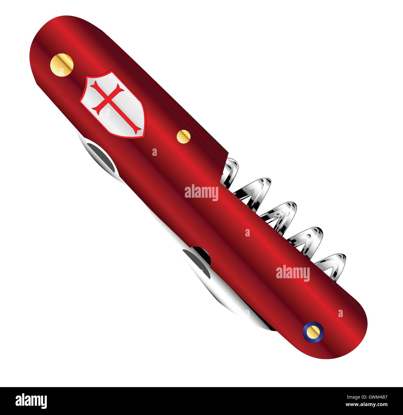 A Swiss style army knife with blade and corkscrew Stock Vector Image ...