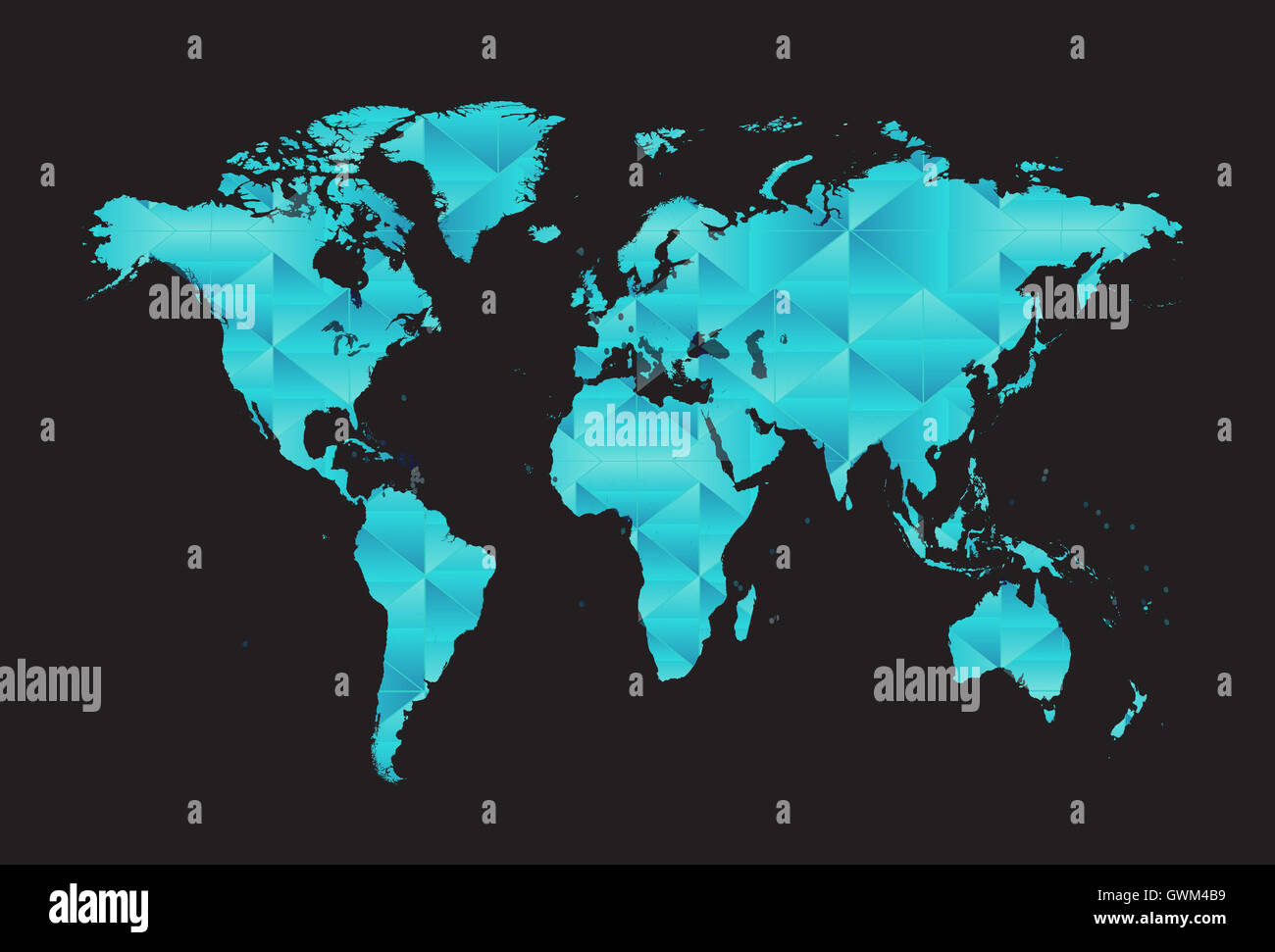 world map polygonal neon color Stock Photo - Alamy
