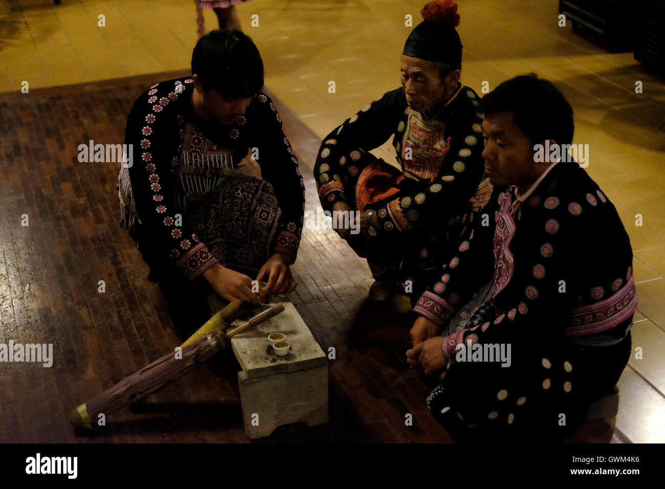 Members of Hmong Tribe in traditional garment during Hmong Hilltribe ...