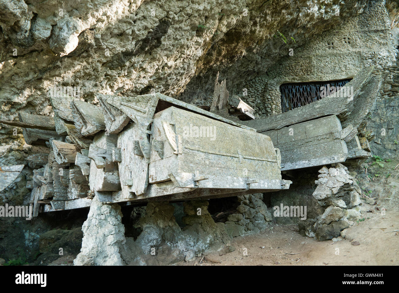 Hundred thousand years hanging coffin and stone graveyard of Toraja ...