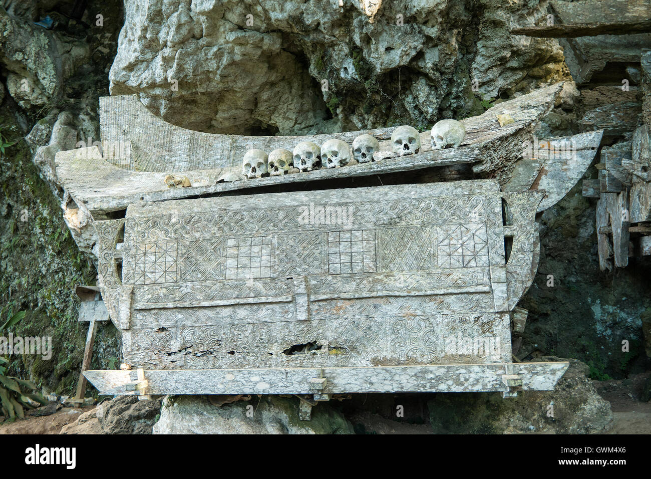 Hundred thousand years hanging coffin and stone graveyard of Toraja ...