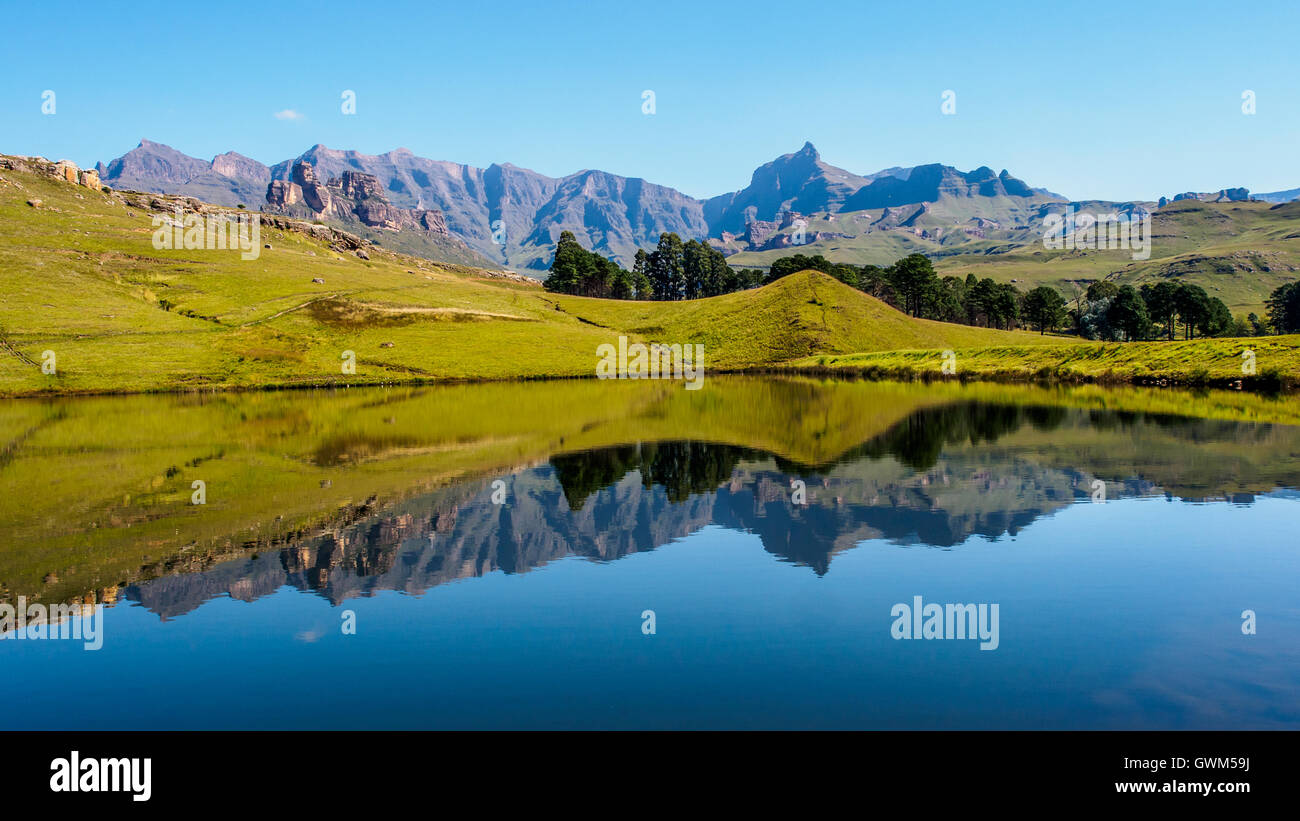 The amphitheater feature of the Drakensberg mountain range, in South ...