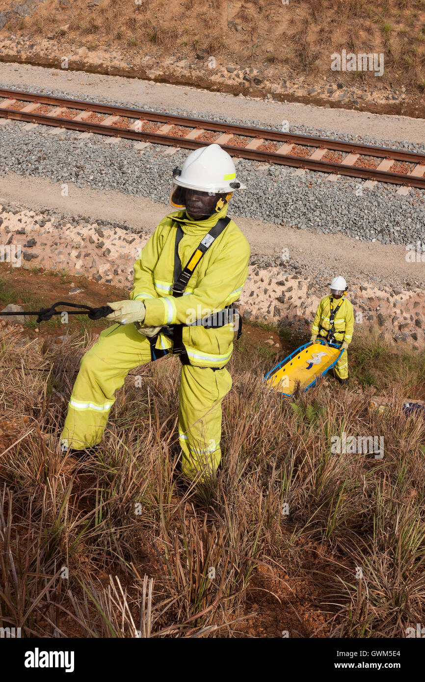 Employed Sierra Leoneans from emergency response team on iron ore ...