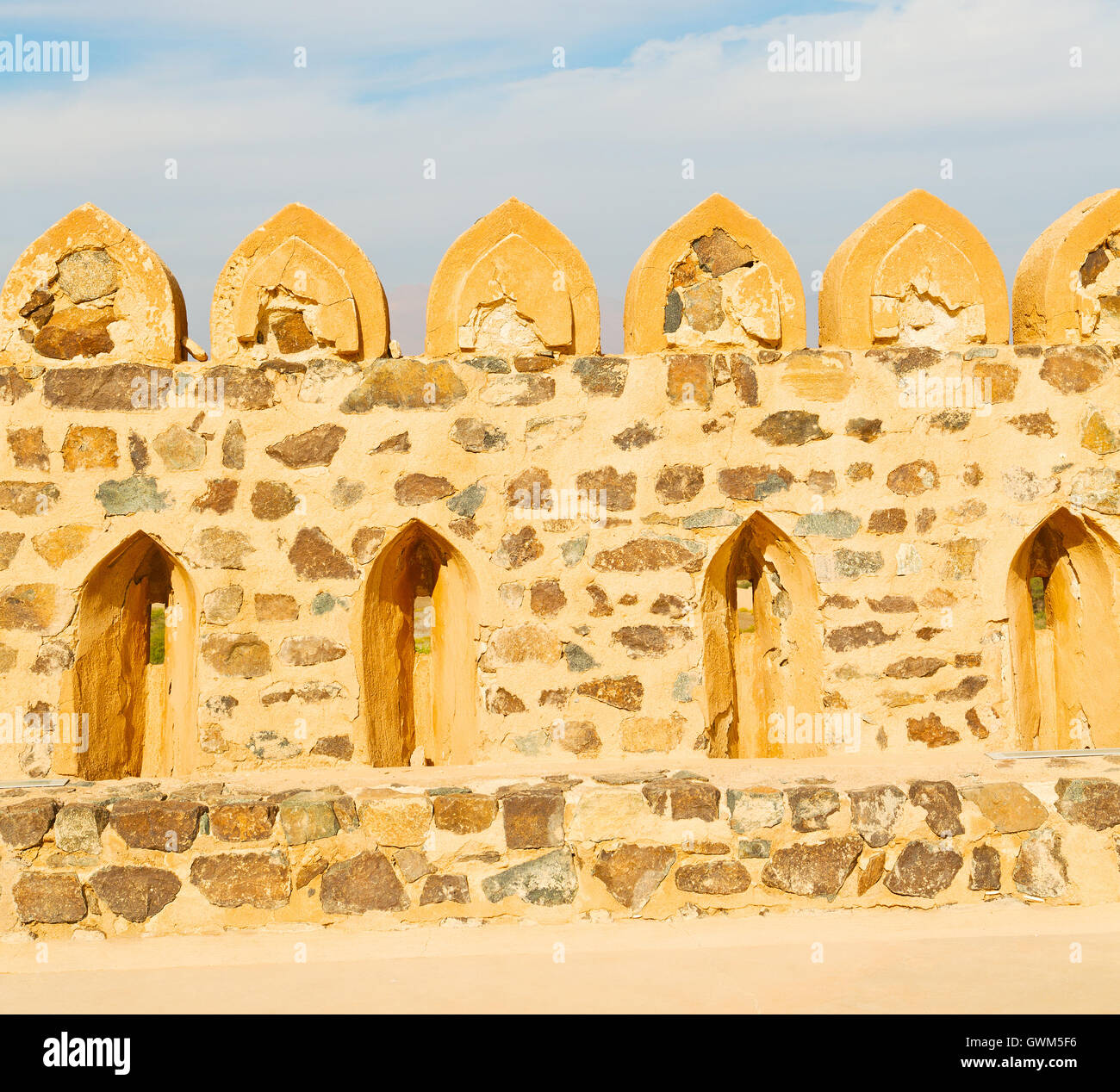 fort battlesment sky and star brick in oman muscat the old defensive ...