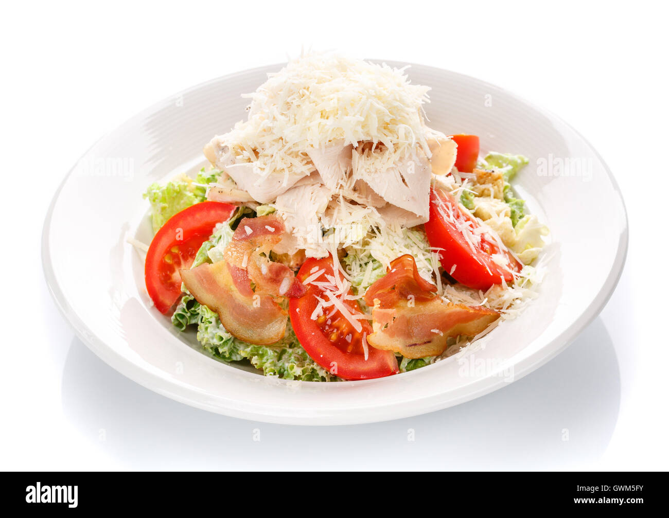 appetizing restaurant food salad greens, on white background Stock ...