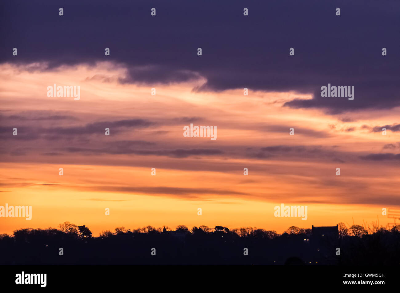 Colorful dramatic cloudy sky at dusk overlay Stock Photo - Alamy