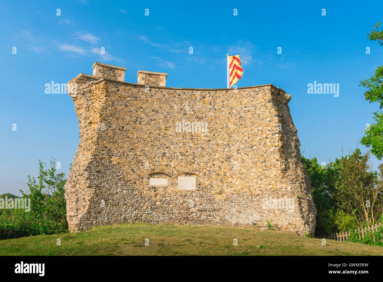 Clare castle Suffolk, ruined fragment of Norman castle wall on ...