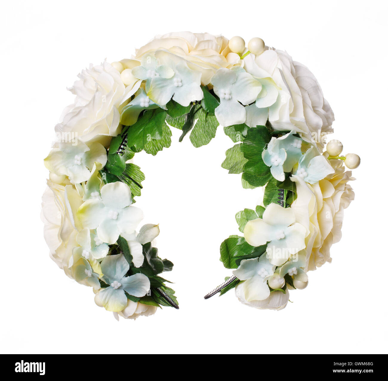wreath with colored flowers isolated Stock Photo - Alamy