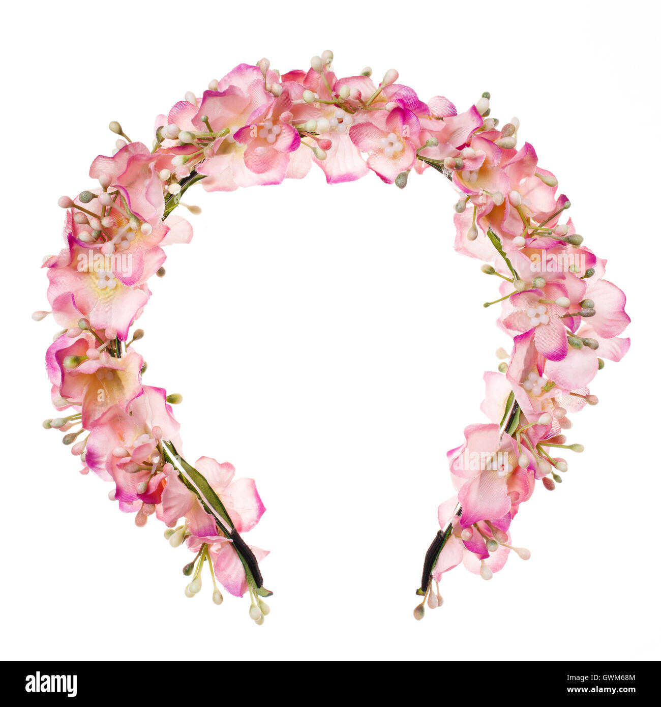 wreath with colored flowers isolated Stock Photo - Alamy