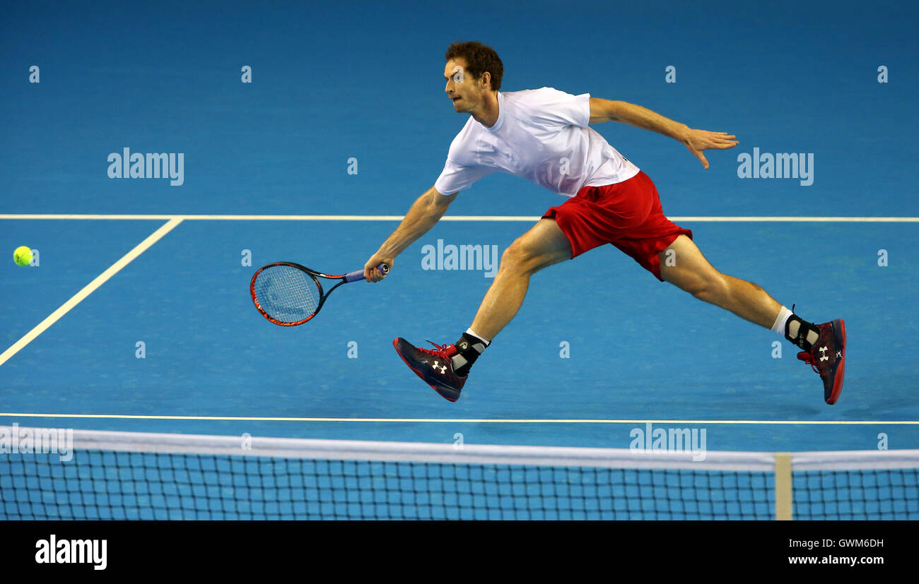 Great Britain's Andy Murray during the training session at the Emirates ...