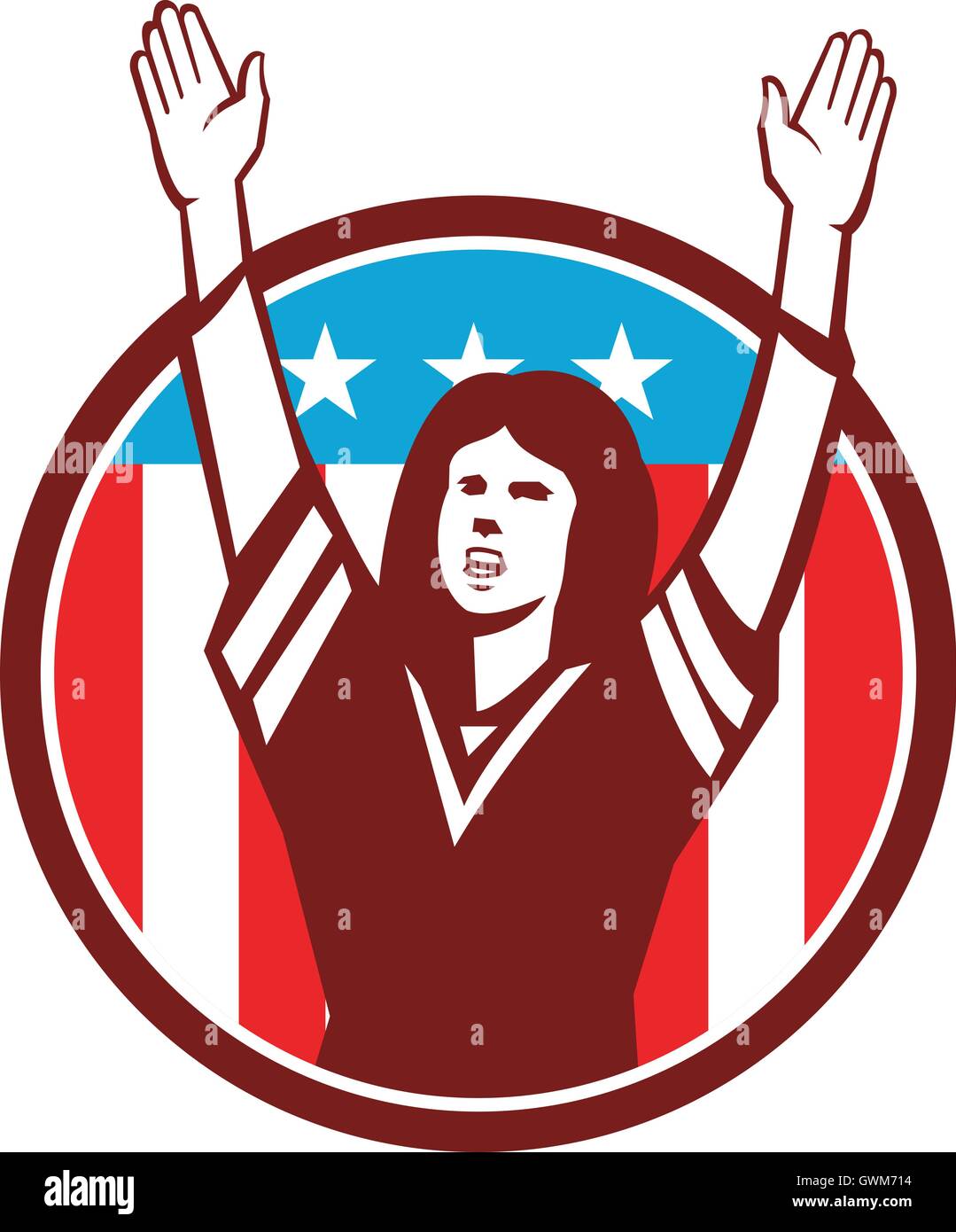 Female American Football Fan Circle Retro Stock Vector Image & Art - Alamy
