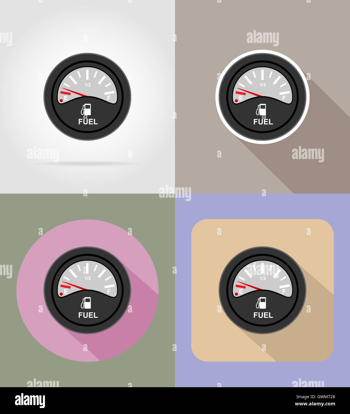 fuel level indicator flat icons illustration isolated on background ...