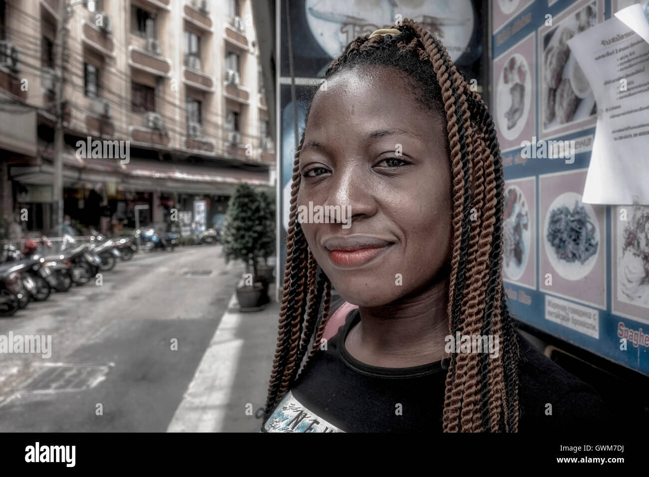 African female with extensive hair braids Stock Photo - Alamy