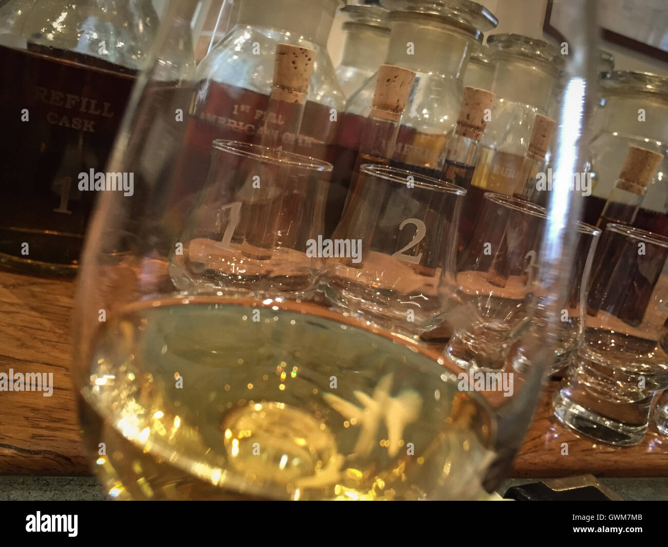 Mixing single malt cask strength whisky at Glengoyne Scottish malt ...