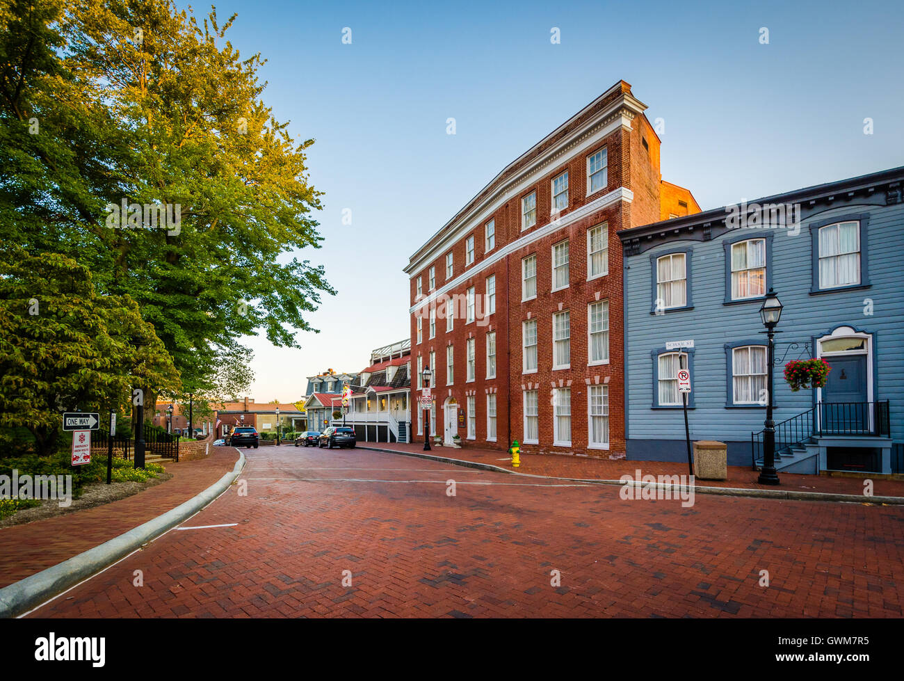 Historic buildings along State Circle, in downtown Annapolis, Maryland ...