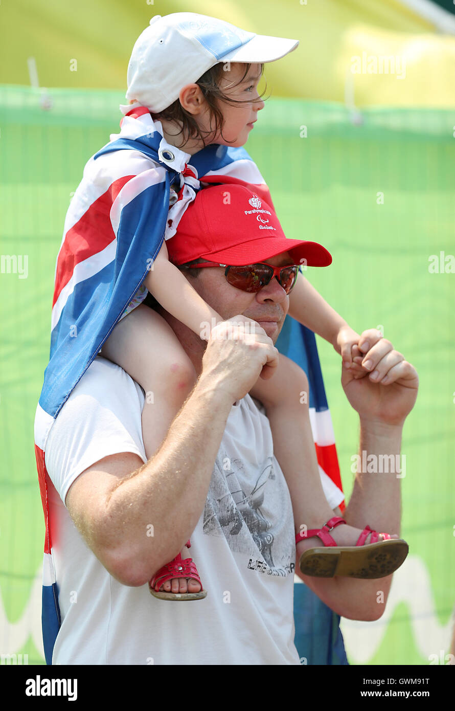 Barney Storey and his daughter Louisa look on as wife Great Britain's ...