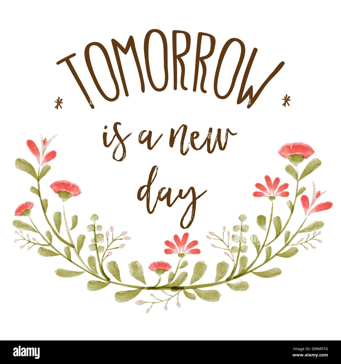 beautiful life quote with floral watercolor background Stock Vector ...