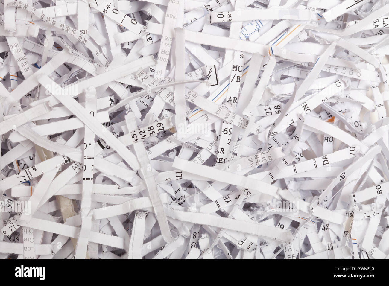 Full frame high angle view of shredded paper documents Stock Photo - Alamy