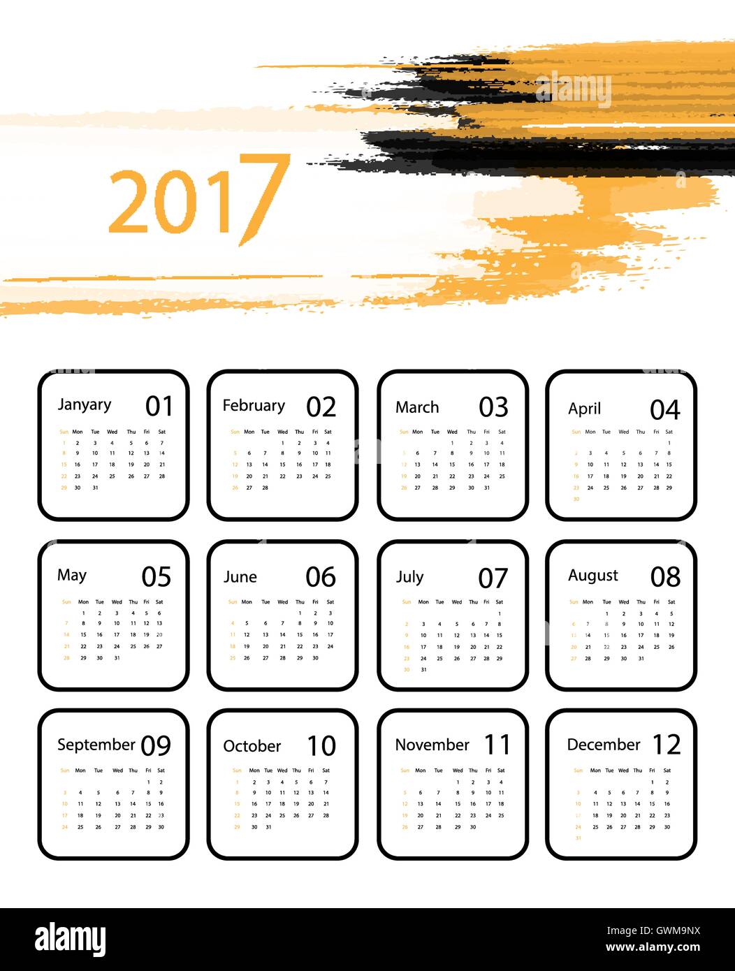 Vector calendar month july Cut Out Stock Images & Pictures - Alamy