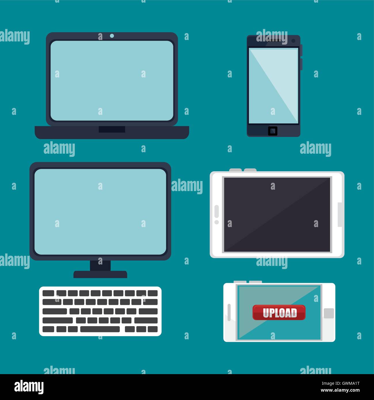 technology digital upload process design isolated Stock Vector Image ...