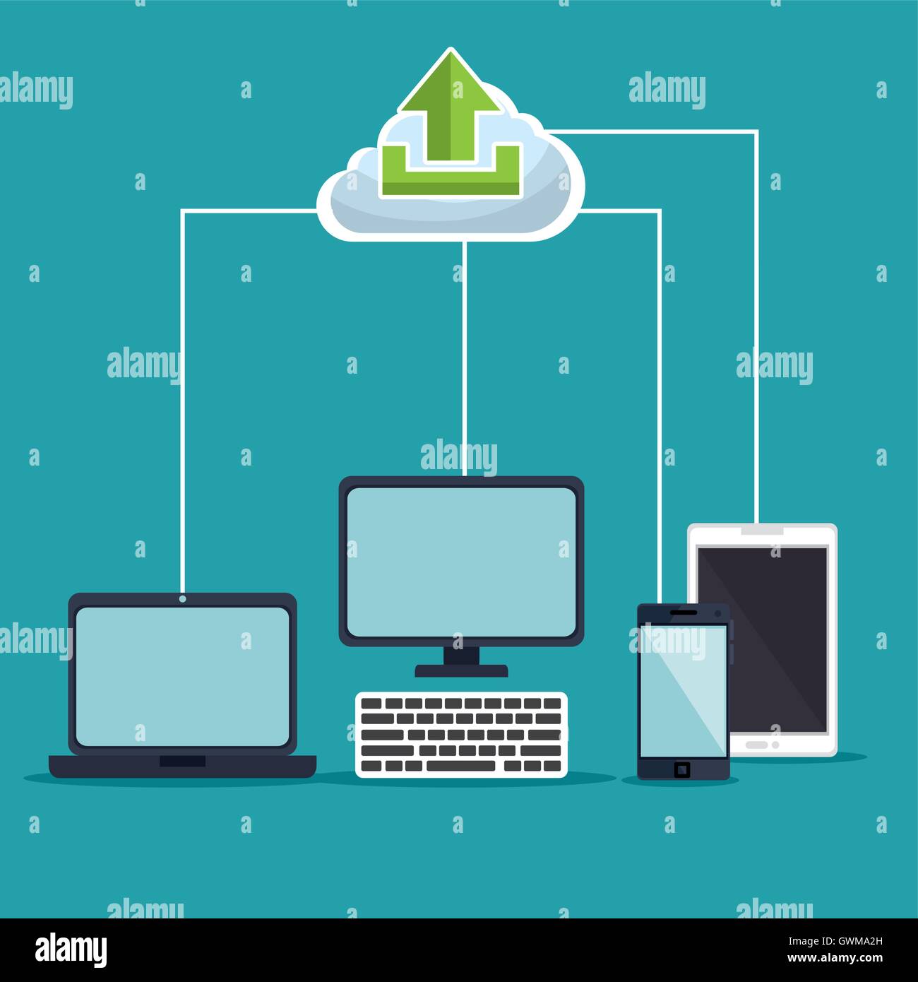 technology digital upload process design isolated Stock Vector Image ...