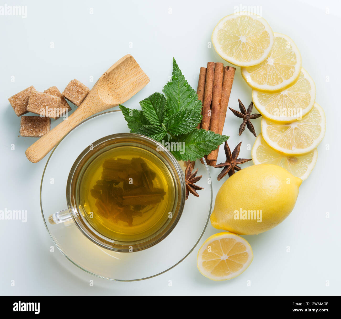 hot green tea with lemon Stock Photo - Alamy
