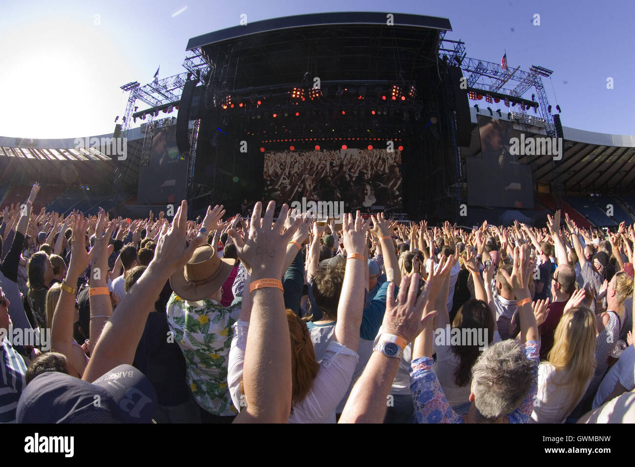 Bruce Springsteen performing live in concert at Hampden Park Stadium in ...