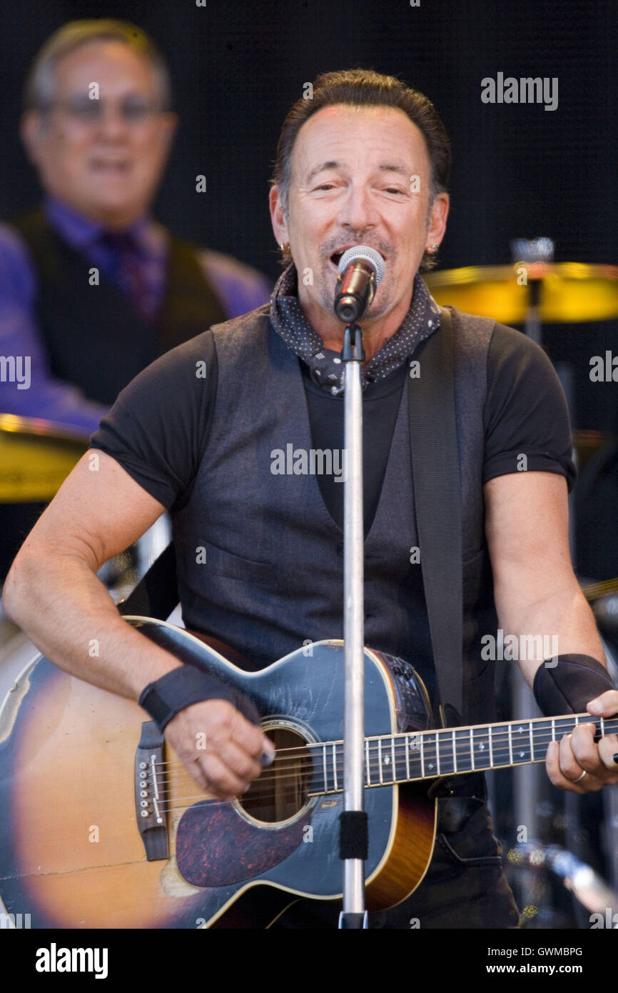 Bruce Springsteen performing live in concert at Hampden Park Stadium in ...