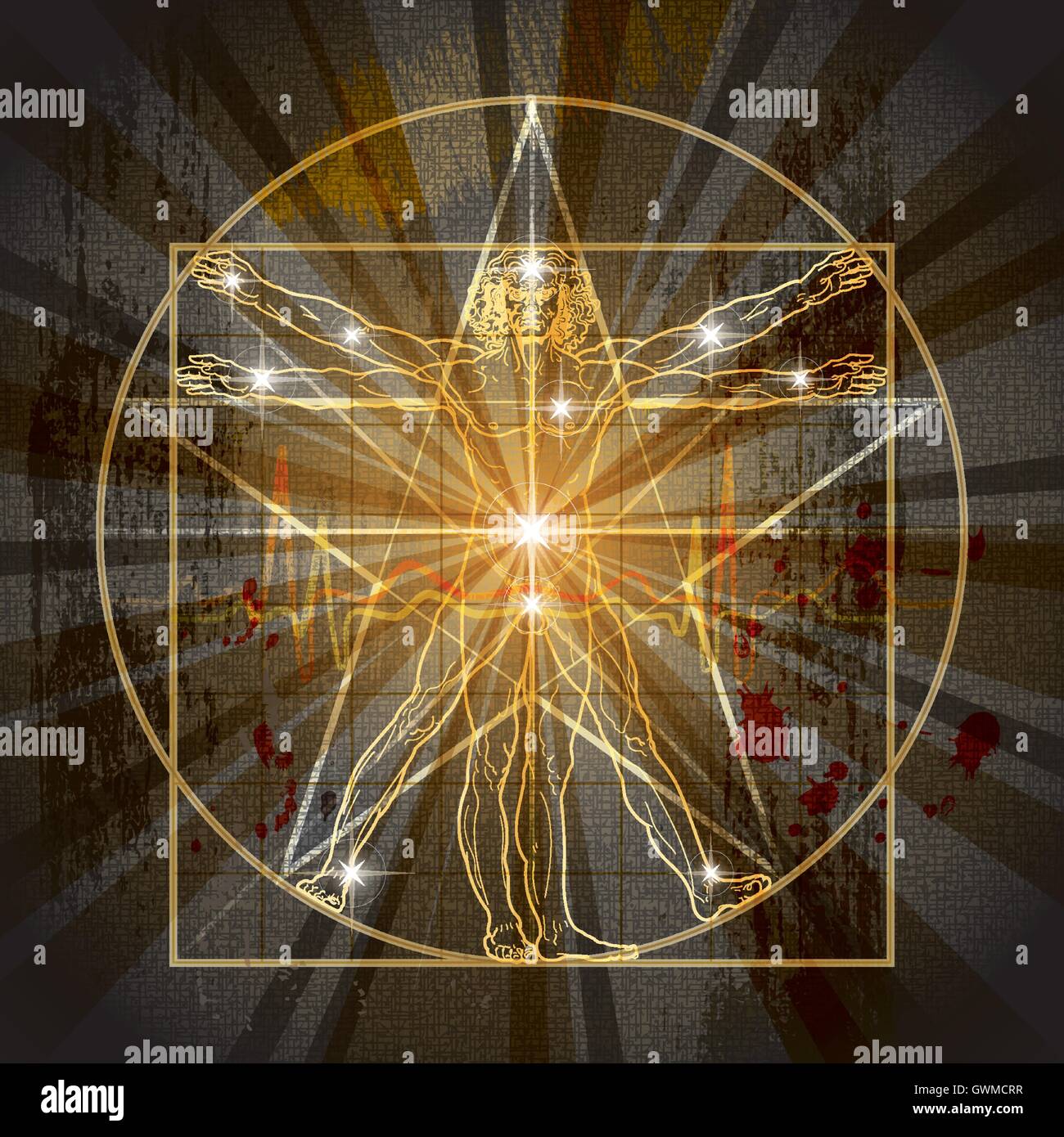 The Vitruvian Man In Pentagram Stock Vector Image & Art - Alamy