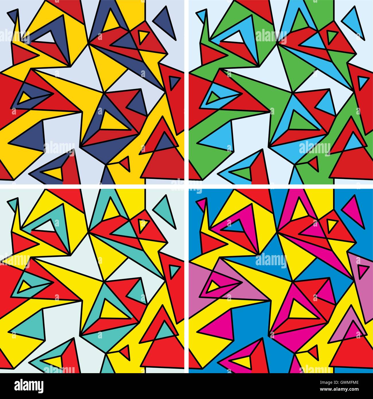 Fragments of the abstraction, cubism and pop-art (seamless pattern set ...