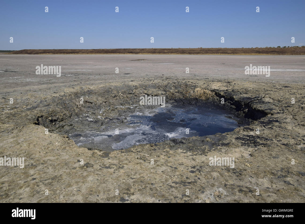 Source vents mud at the bottom of a dried-up salt lake. Healing mud ...