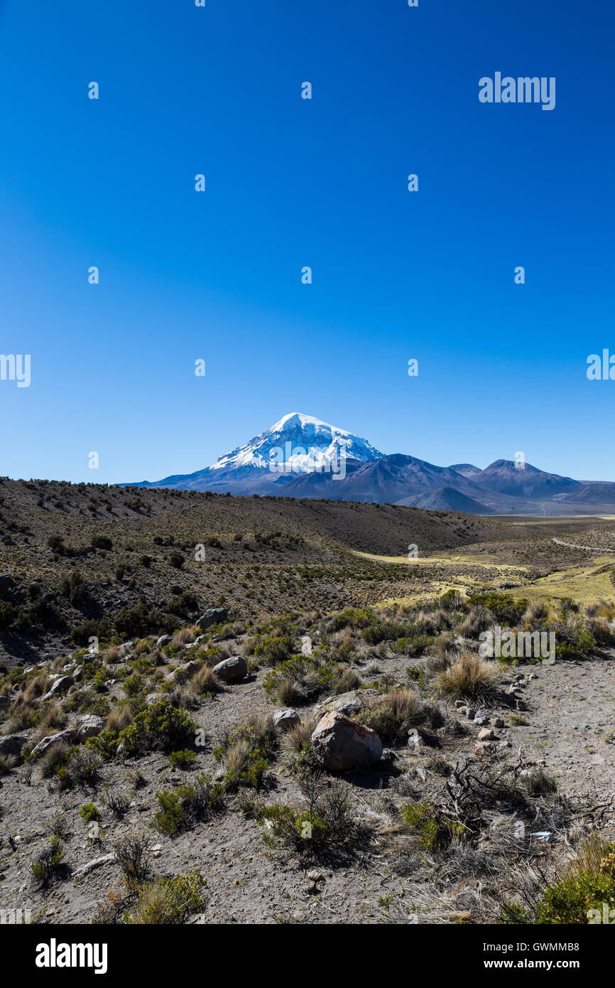High Andean tundra landscape in the mountains of the Andes. The weather ...