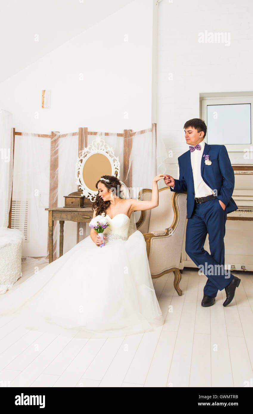 Wedding couple indoors Stock Photo - Alamy