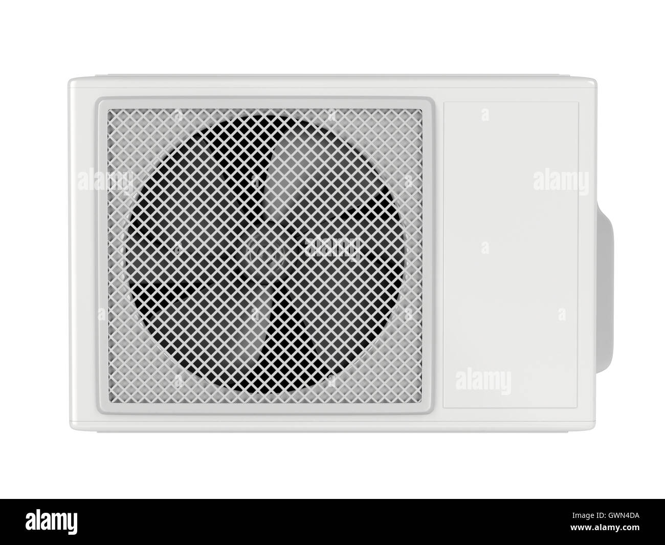 Front view of outdoor unit of split system air conditioner, isolated on ...