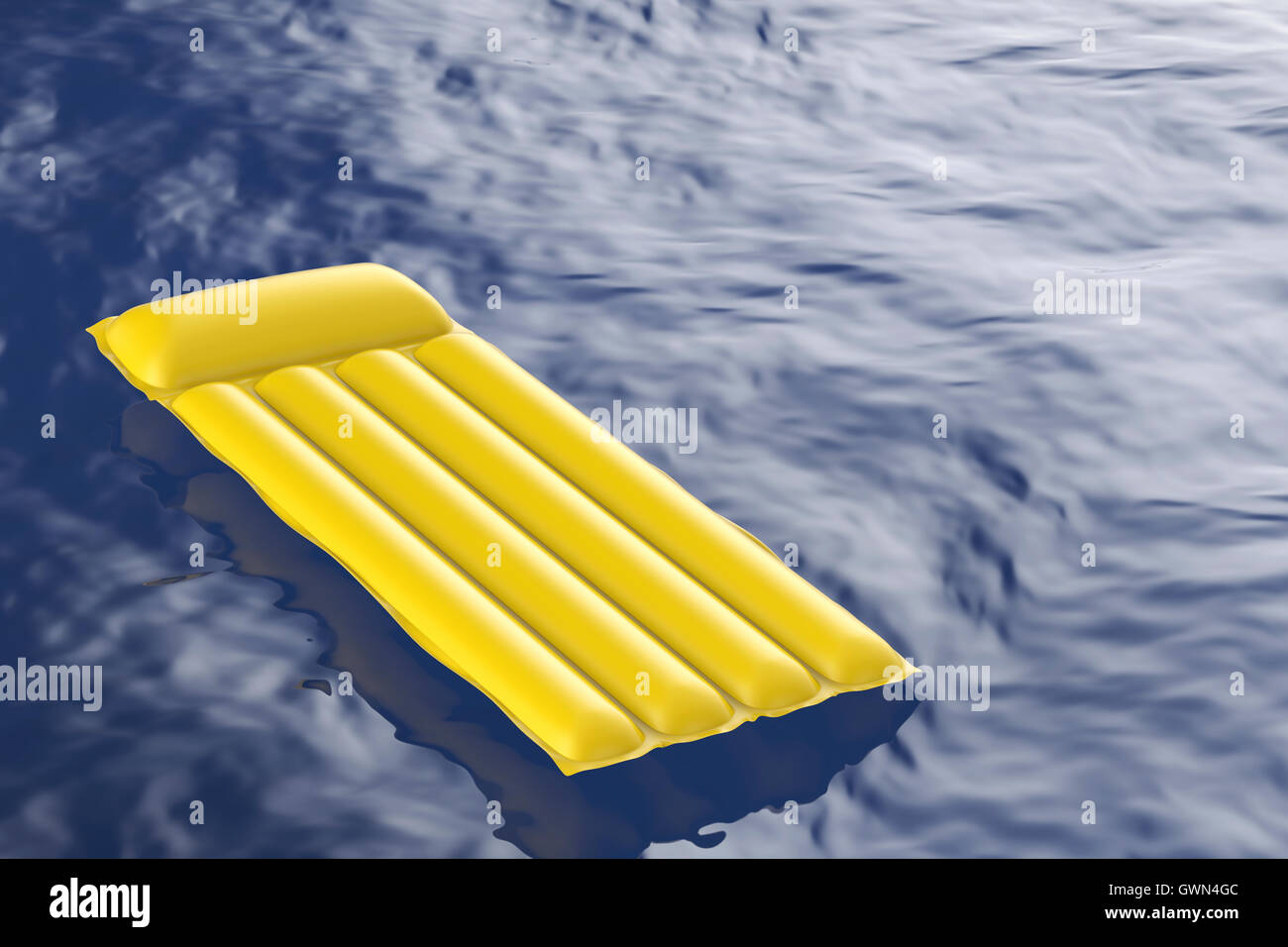 Yellow inflatable pool mattress floating on wavy water Stock Photo - Alamy