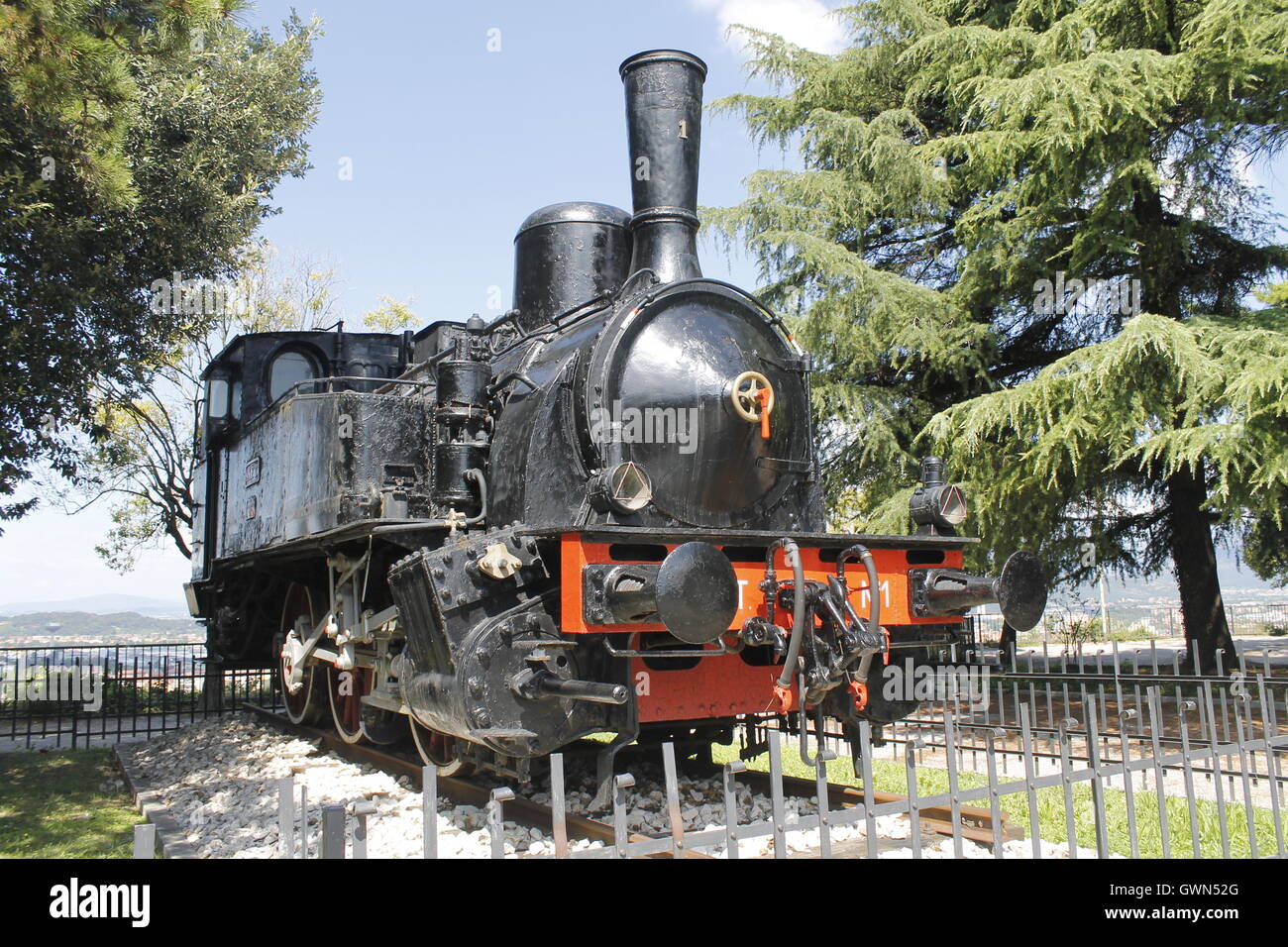 Brescia,Italy,Castle of Brescia,the steam engine of 1908,the first ...