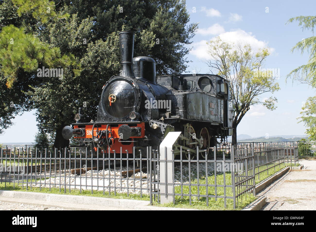 Brescia,Italy,Castle of Brescia,the steam engine of 1908,the first ...